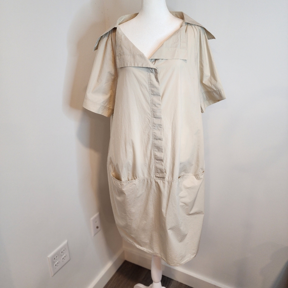 Cos Womens 8 Beige Shirt Utility Midi Shift Dress Cot… - Gem